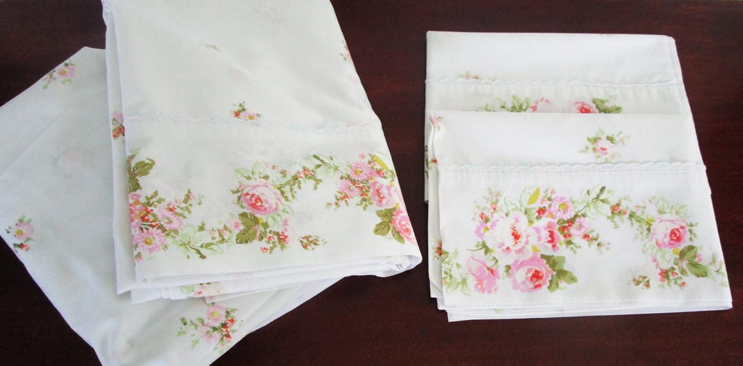 Vintage Perma Prest From Sears Sheet Set 4 Piece Twin Bedding Flat and ...