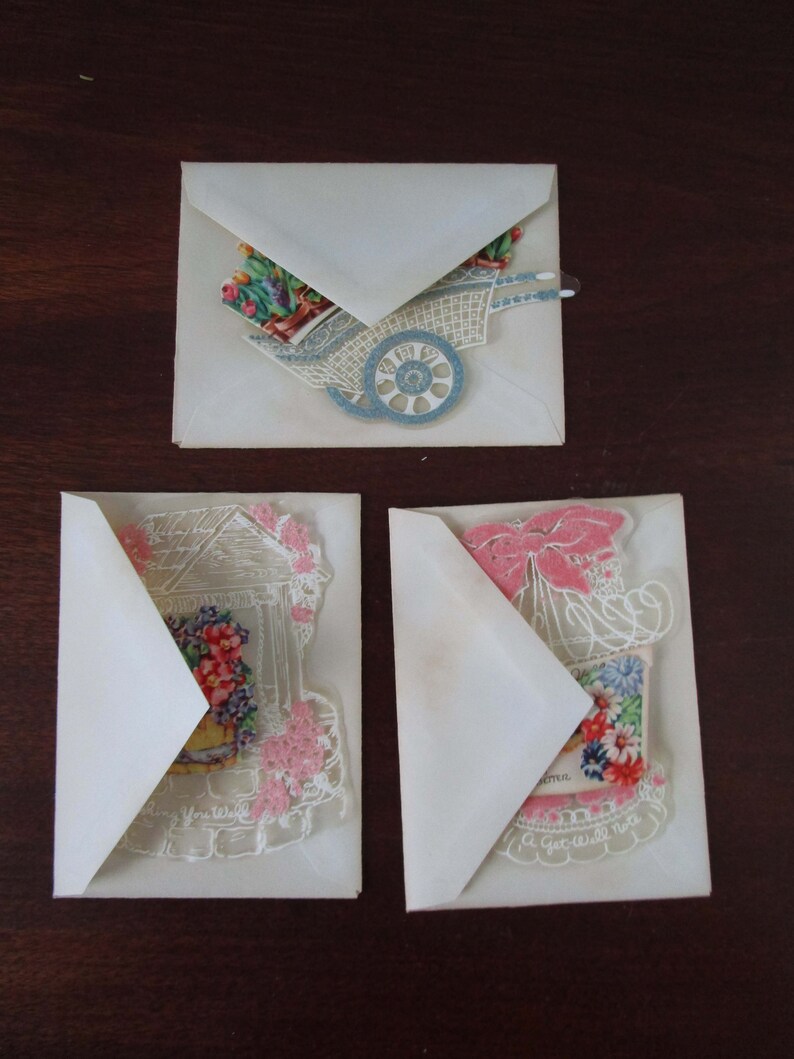 Vintage Plastic & Felt Note Cards in Box 7 Antique Notecards - Etsy