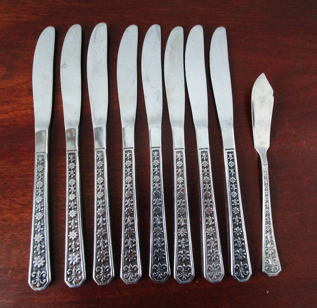 MCM Interpur FLORENZ 8 Knives Stainless 8 Petal Black Textured ...