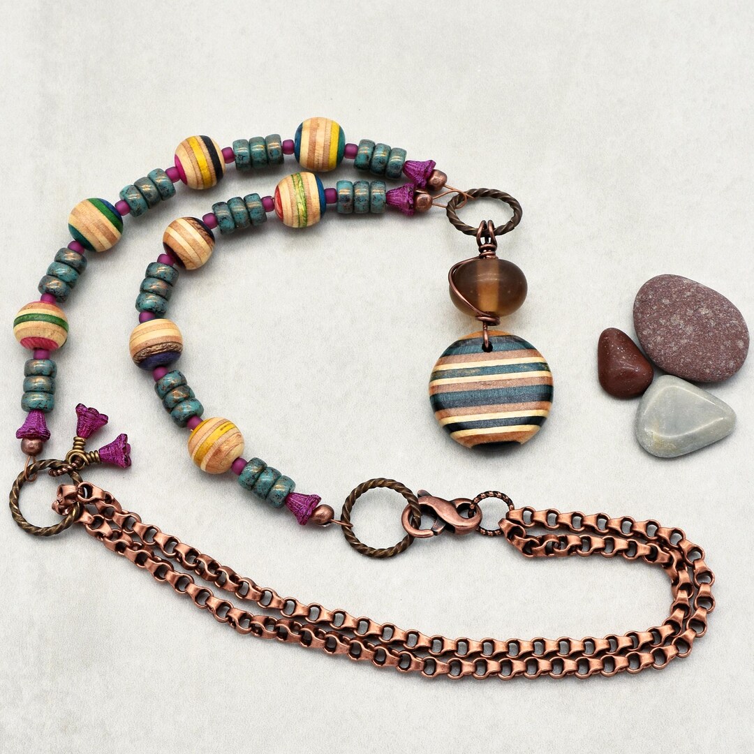 Bicycle Chain and Skateboard Handmade Beaded Necklace With Recycled ...