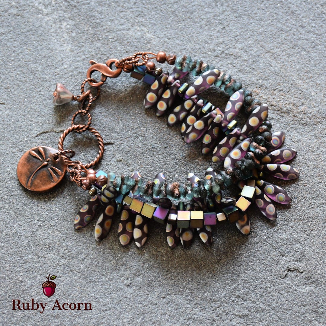 Dragonfly Wings Triple Strand Handmade Beaded Bracelet With Artisan ...
