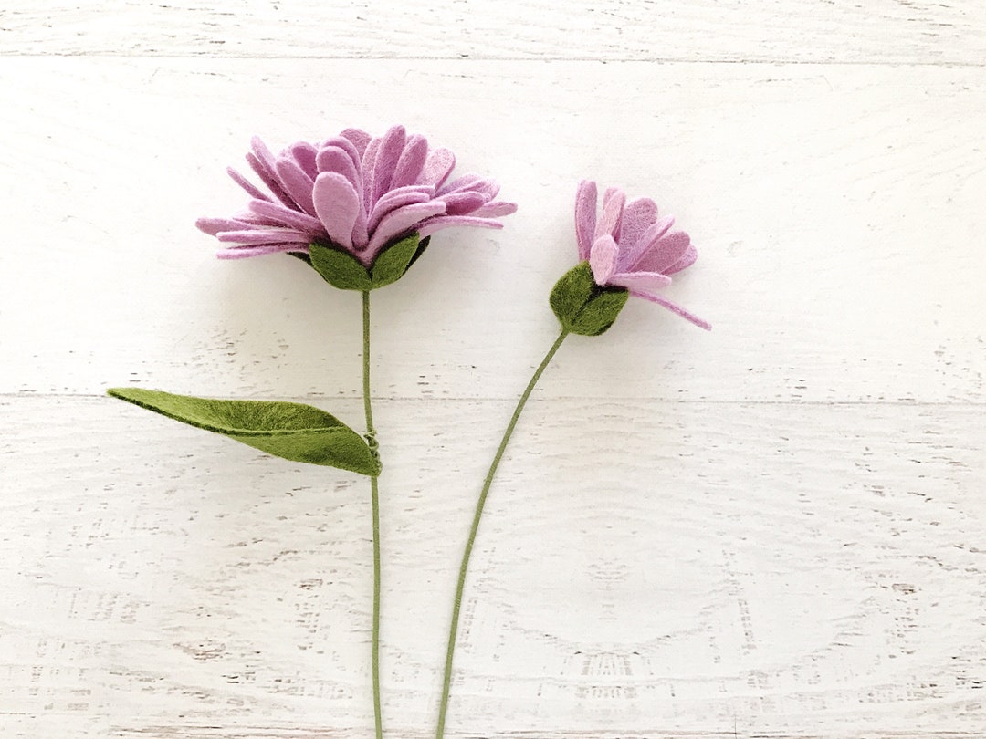 Floppy Aster, Single Stemfelt Flower, Felt Flowers for Making Your Own ...