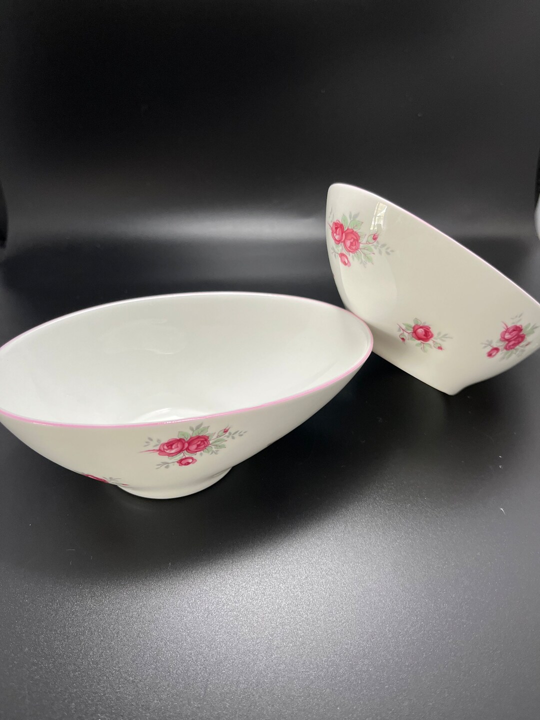 Sweetheart Rose Pair of Small Oval Bowls Staffordshire Fine Bone China ...