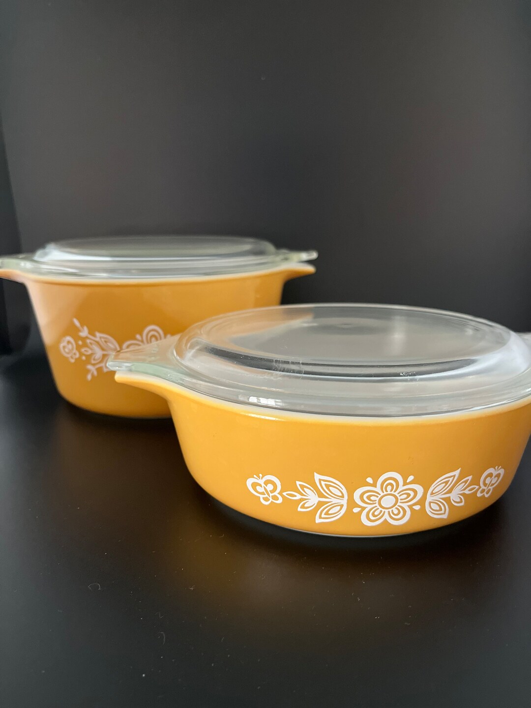 Pyrex Butterfly Gold Set of Two Casserole Dishes With Lids - Etsy