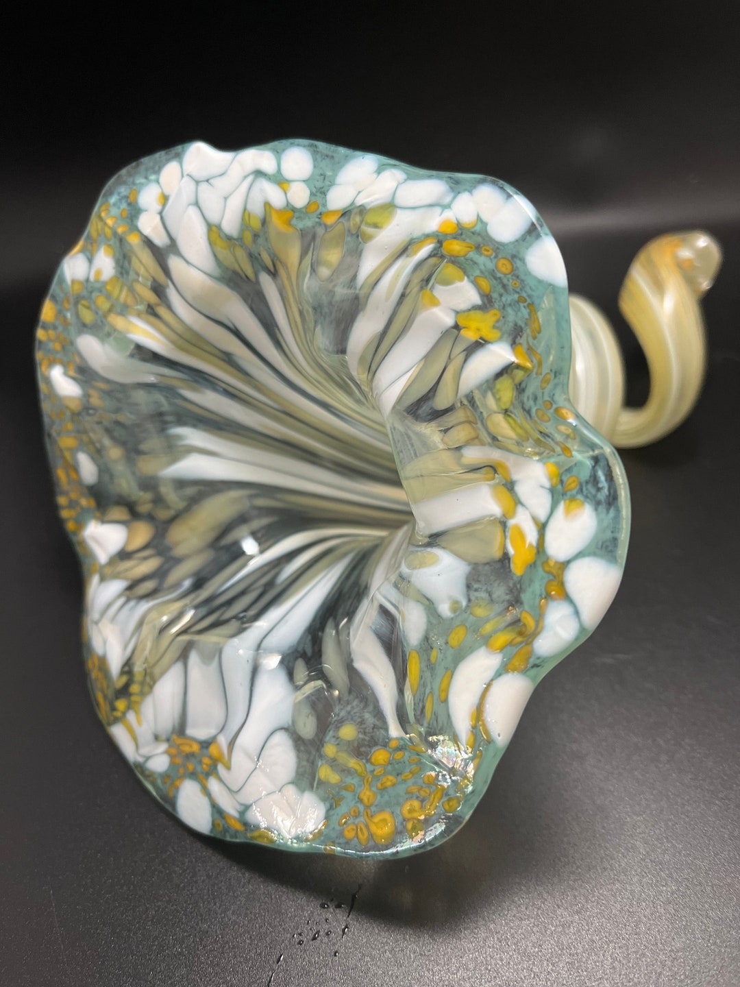 Green Swirl Art Glass Flower - Etsy