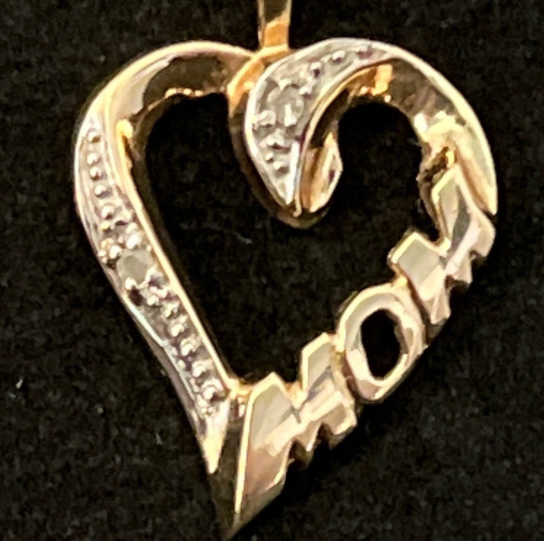 10K GOLD MOM Pendant With 10K GOLD Chain - Etsy