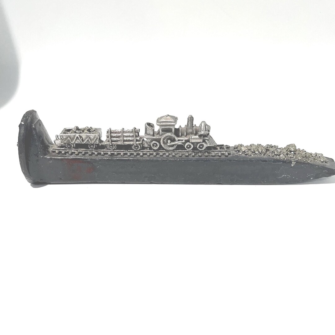 Miniature Pewter Train on Railroad Spike Paperweight, Unique Gift for ...