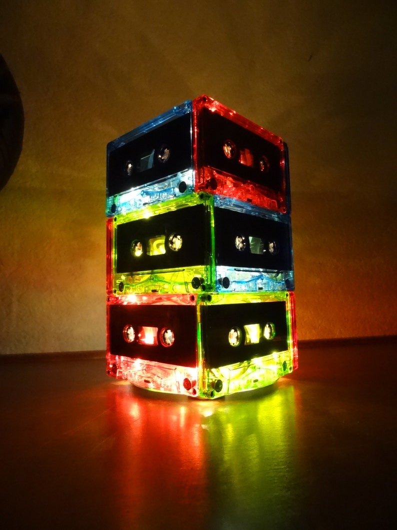 Multi-Colored 3-Tier Cassette Tape Lamp w/ New 8-Mode | Etsy