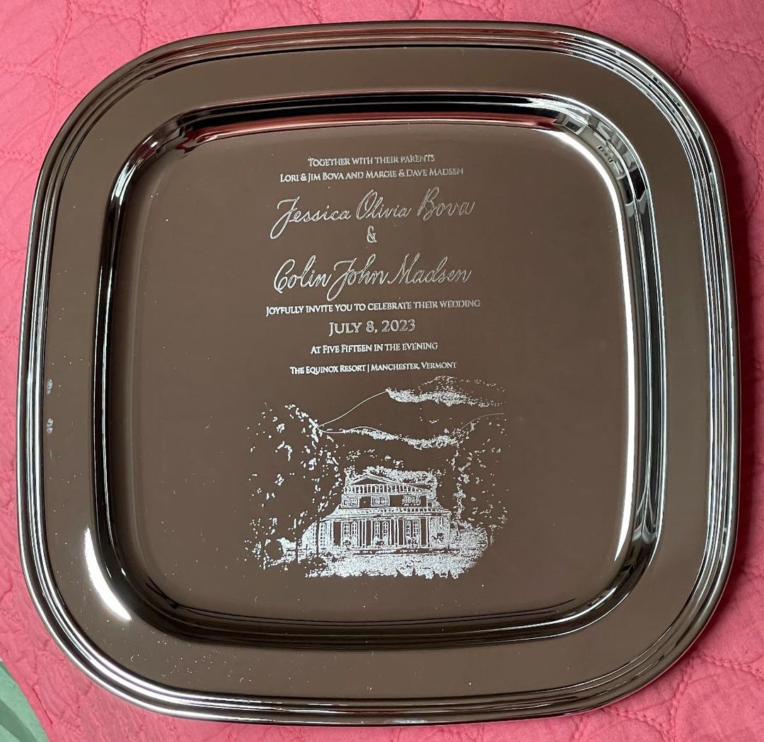 Engraved Tray, Engraved Wedding Invitation, Serving Tray, Personalized ...