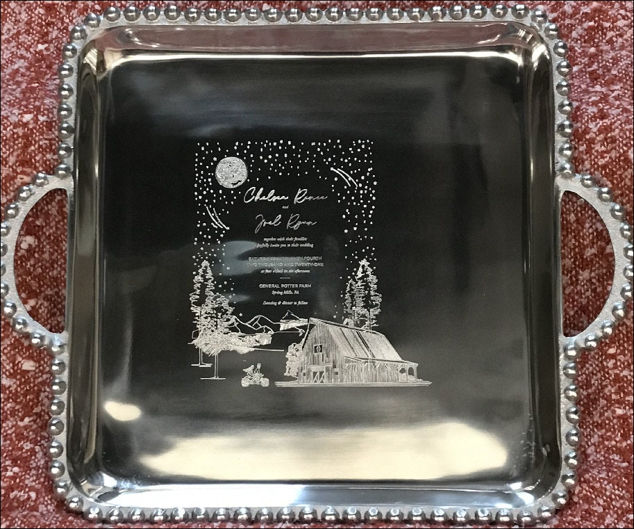 Engraved tray engraved wedding invitation serving tray | Etsy
