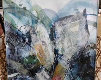 9-watercolor & Mixed Media Collage 9 X 12 - Etsy