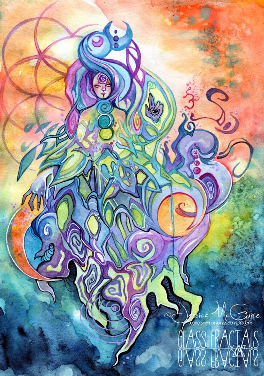 Psychedelic Moon Queen // Trippy/neon/fantasy/spiritual/art PRINT - Etsy