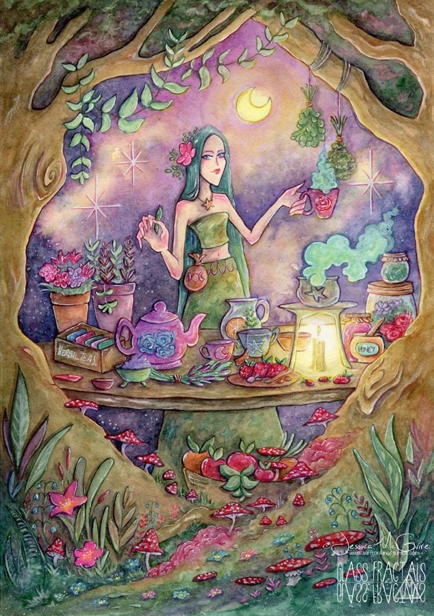 Tea Witch // Magic/witch/herbal/fantasy/art PRINT - Etsy