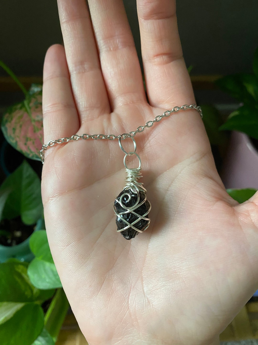 Apache Tears Dainty Wire Wrapped Boho Crystal Necklace - Etsy