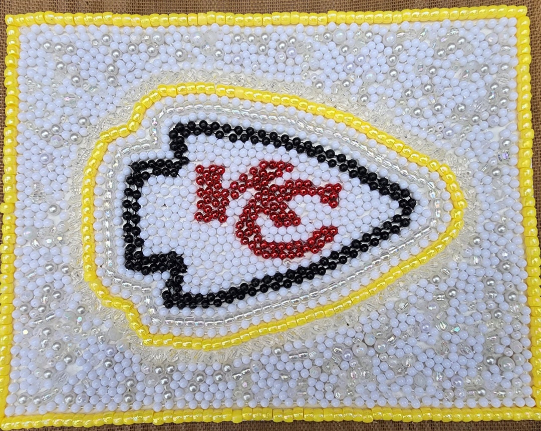 KC Chiefs Arrowhead Beaded Art on Canvas Hand Beaded Sports - Etsy
