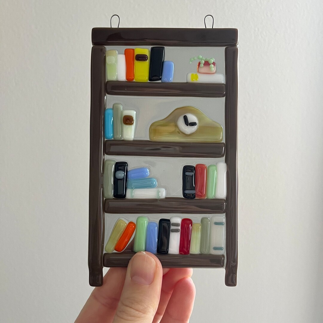 Fused Glass Bookcase Library Decor - Etsy