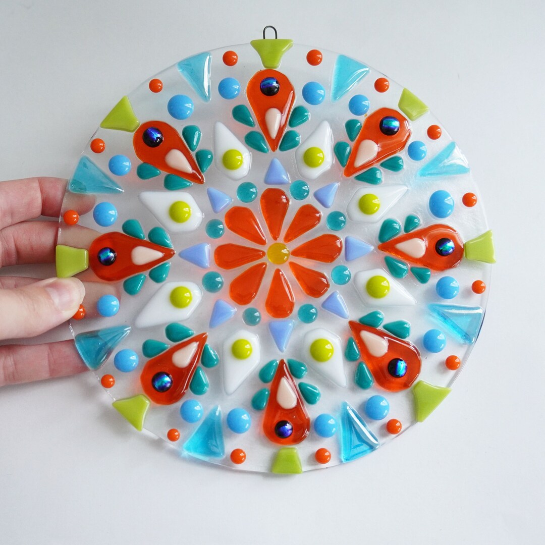 7" Flower Mandala Fused Glass Art - Etsy