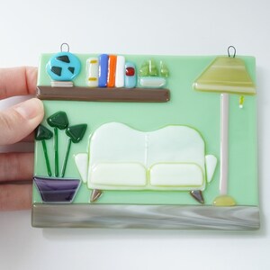 Fused Glass Wall Art, Midcentury Modern Couch, Bookshelf, Crystal ...