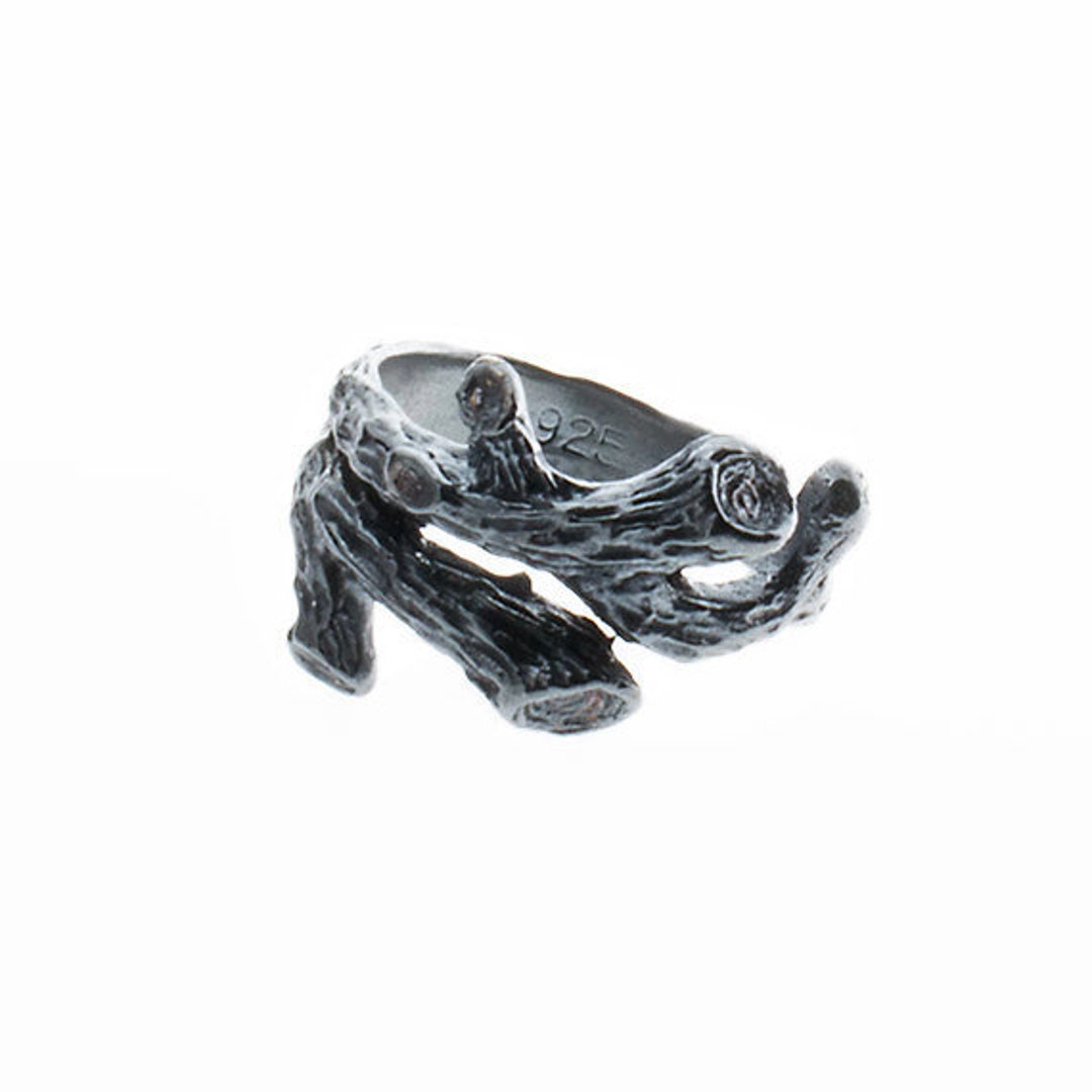 Organic Ring Texture Ring, Handmade Ring, Sterling Silver Ring, Black ...