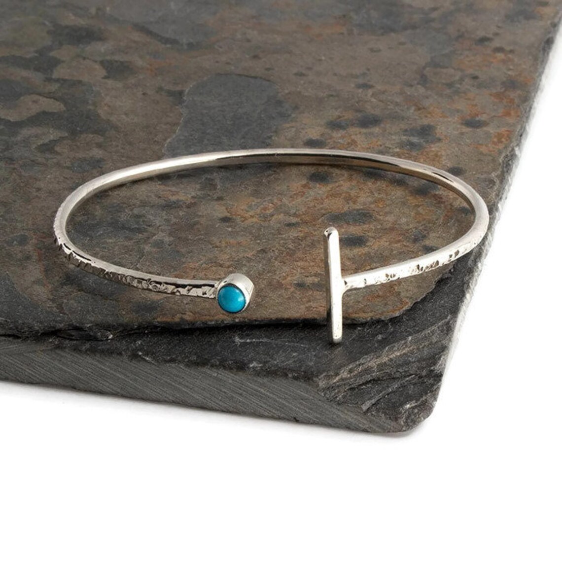 Turquoise Stone Silver Open Cuff Bracelet Statement Bridal | Etsy