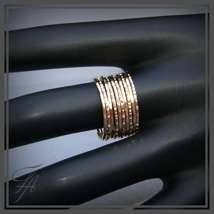 Stackable Gold Band Ring Gold Ring Hammered Ring Handmade - Etsy