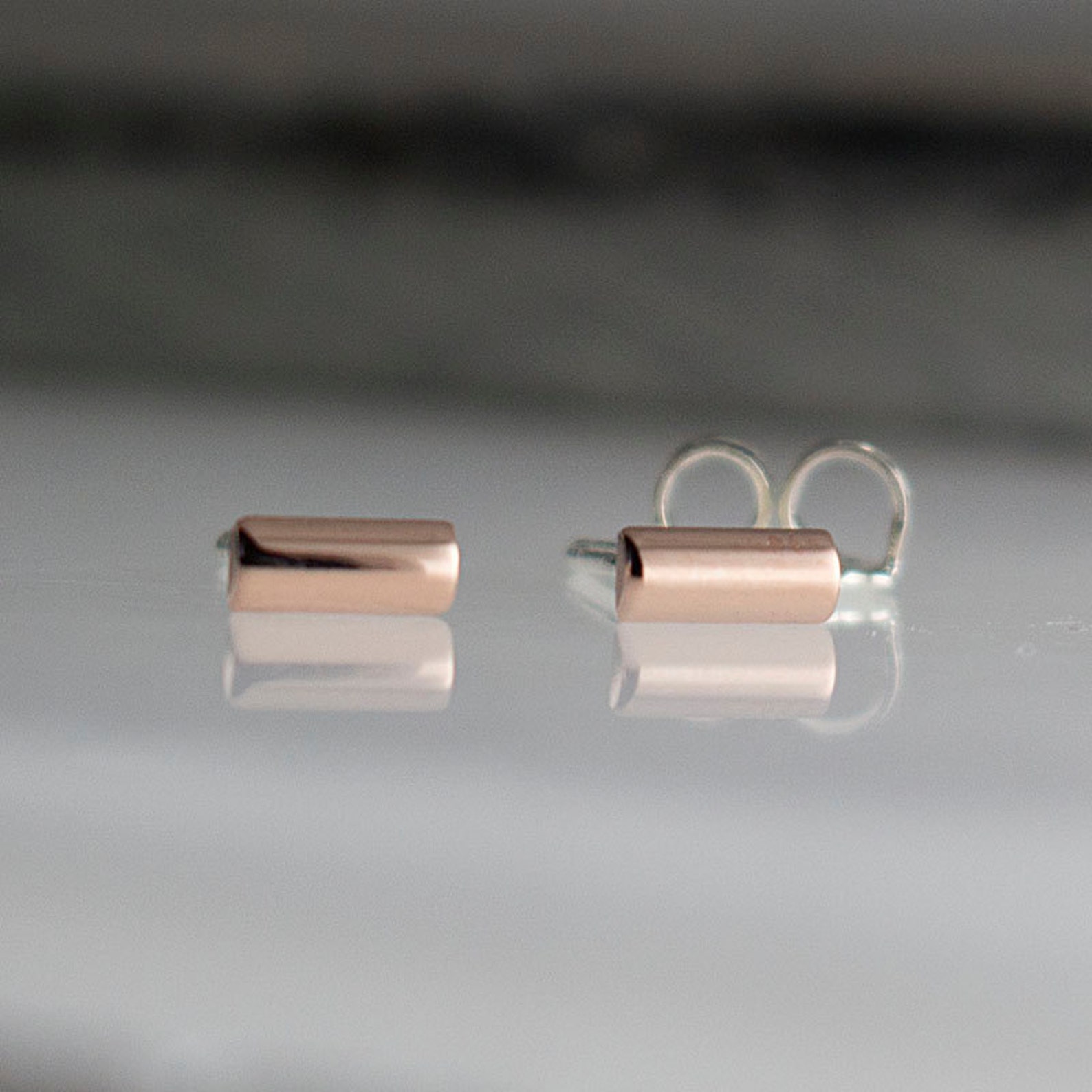 Solid Gold Bar Earrings Gold Bar Earrings Gold Stud - Etsy