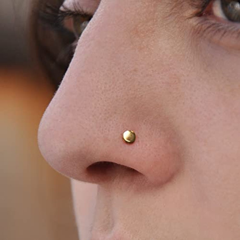 14K Solid Gold Nail Nose Piercing Solid Gold Studs Body - Etsy
