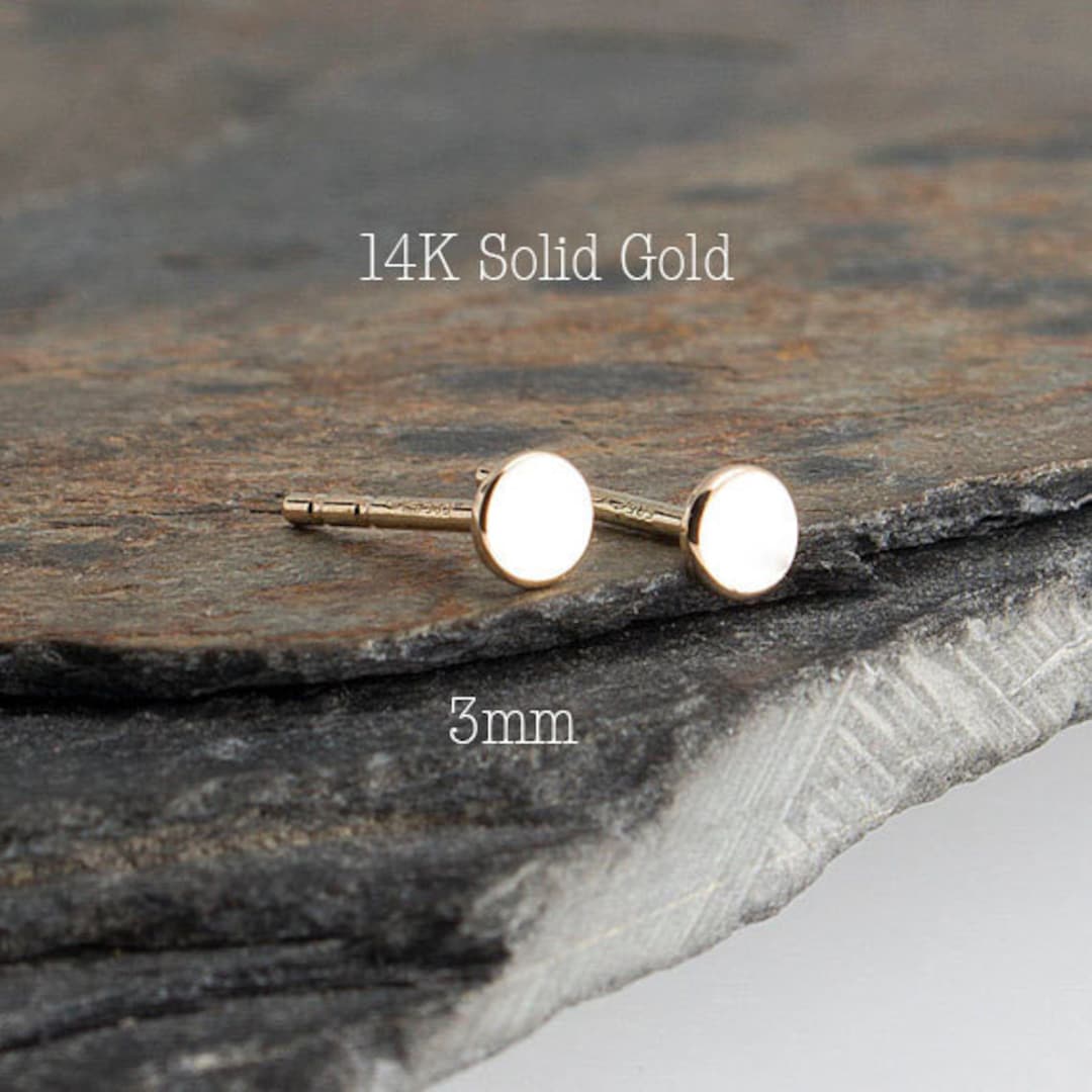 14K Solid Gold Stud Earrings, Solid Gold Studs, 14k Gold Earrings, Gold ...