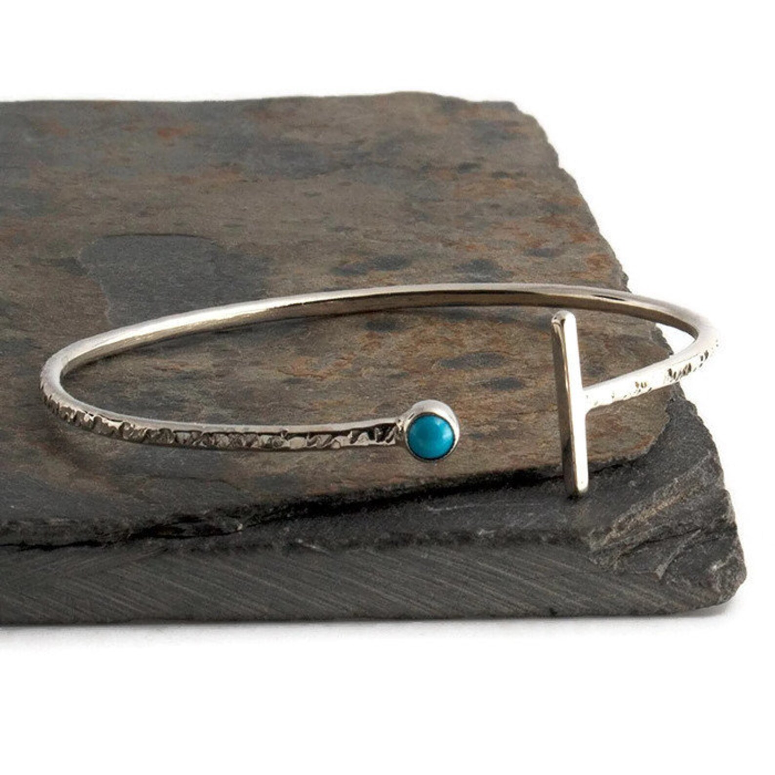 Turquoise Stone Silver Open Cuff Bracelet Statement Bridal | Etsy