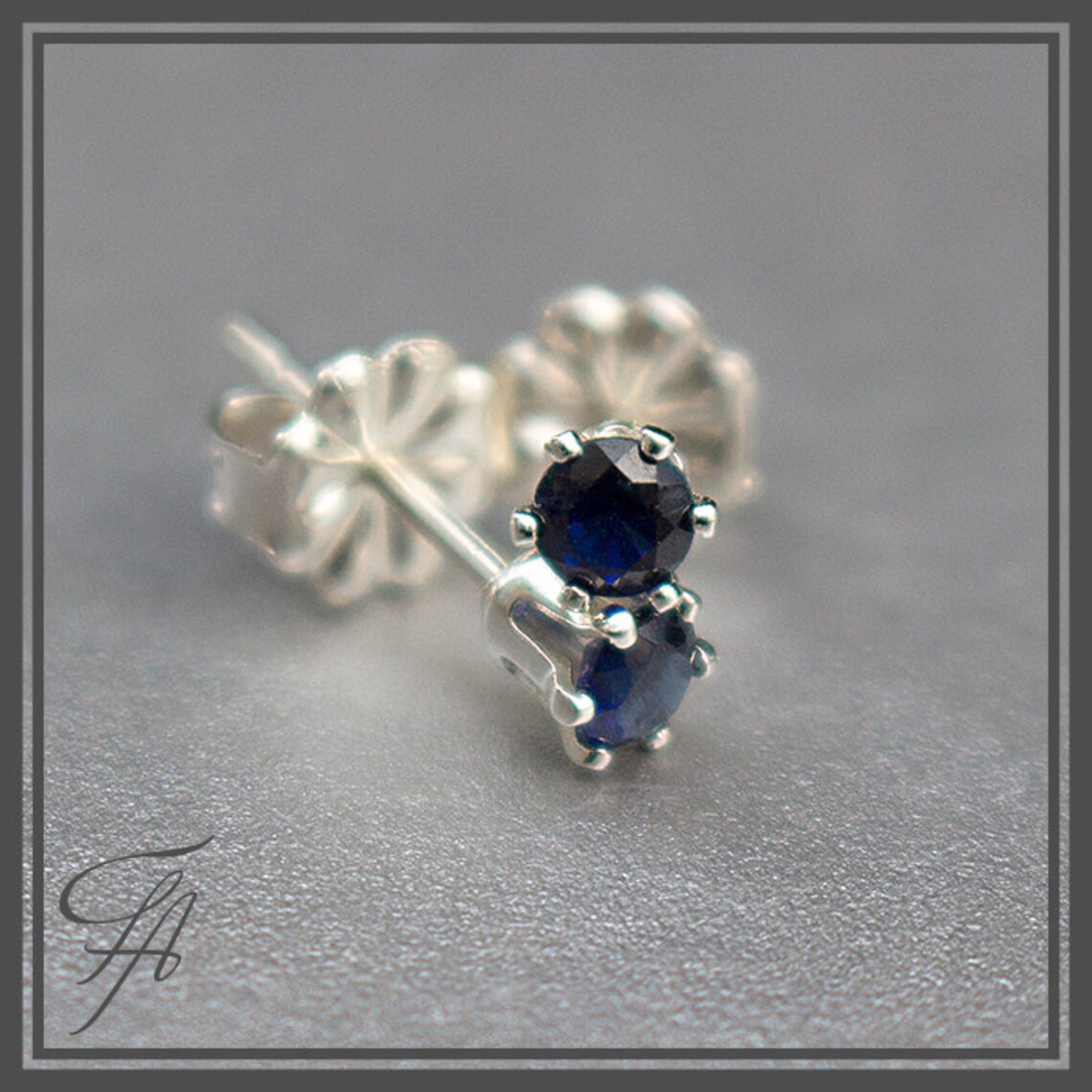 Blue Sapphire Post Studs Silver Stud Earrings 3mm - Etsy