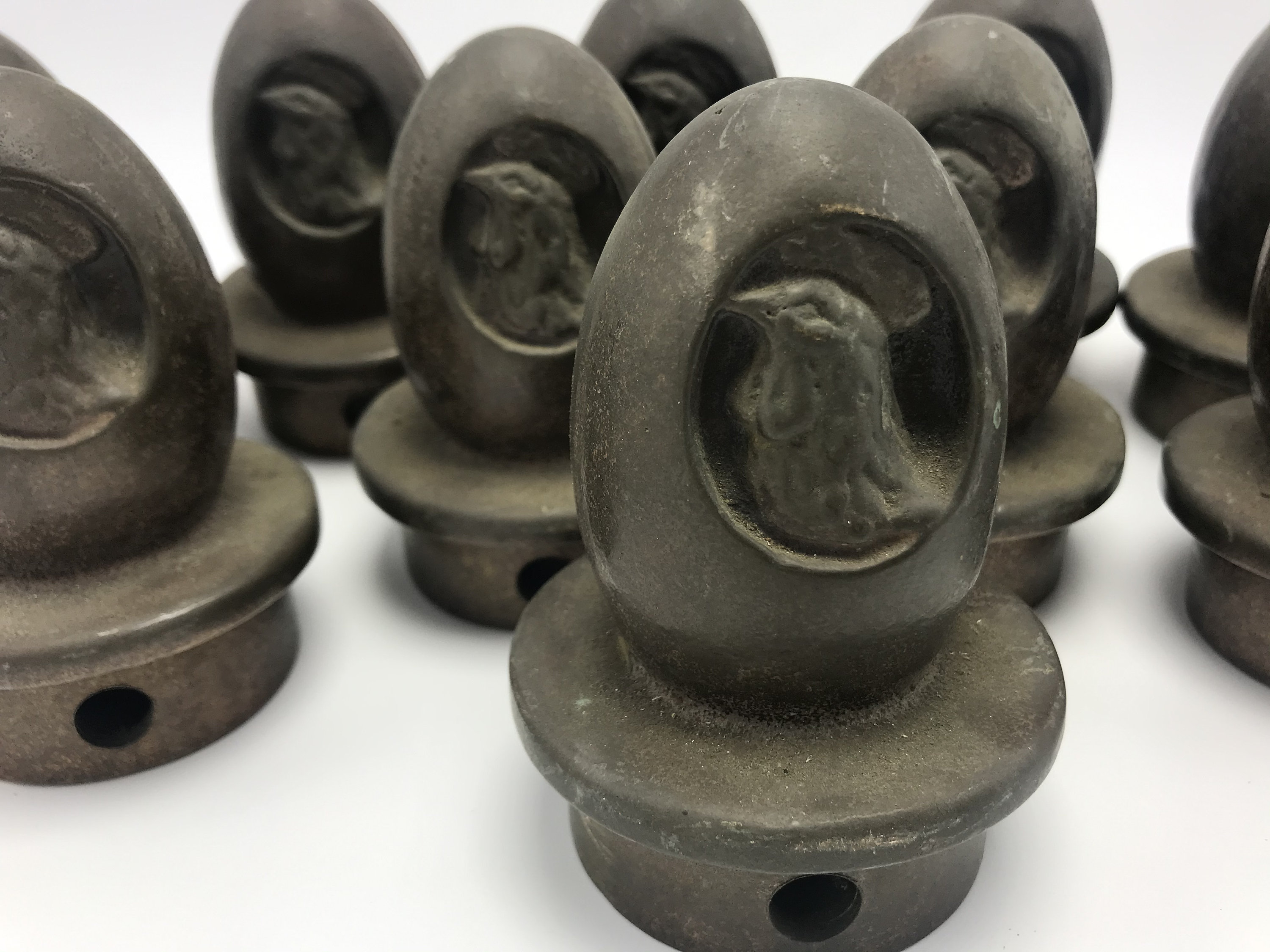 10 Vintage Brass Post Toppers, Egg and Rooster, Fence Post Topper ...