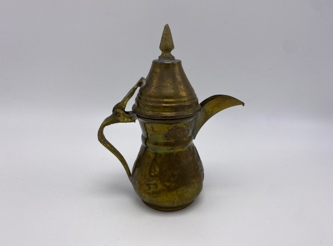 Antique Brass Arabic Dallah Coffee Pot Middle Eastern Turkish Coffee ...