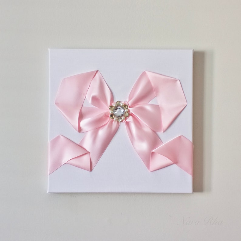 Light Pink Bow Nursery Wall Art Girl's Room Decor Bow | Etsy