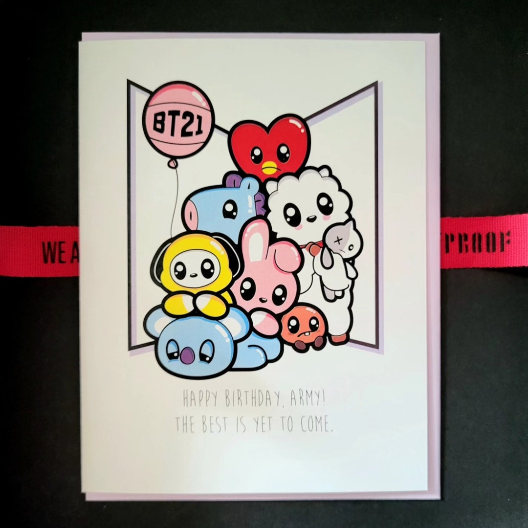 Note Card - Birthday - BT21 - A2 - Etsy