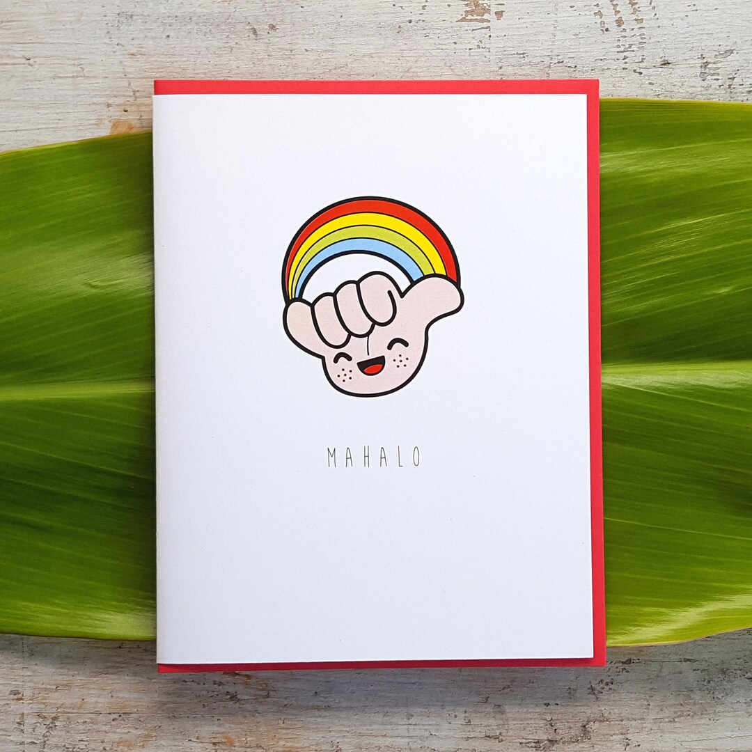 Note Card - Mahalo - Rainbow Shaka - A2 - Etsy