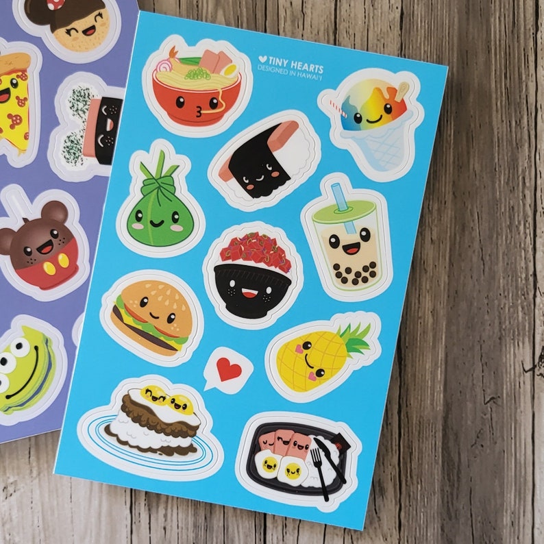 Sticker Sheet - Cute Hawaii & Disney Inspired Foodies 4x6 Vinyl - Etsy