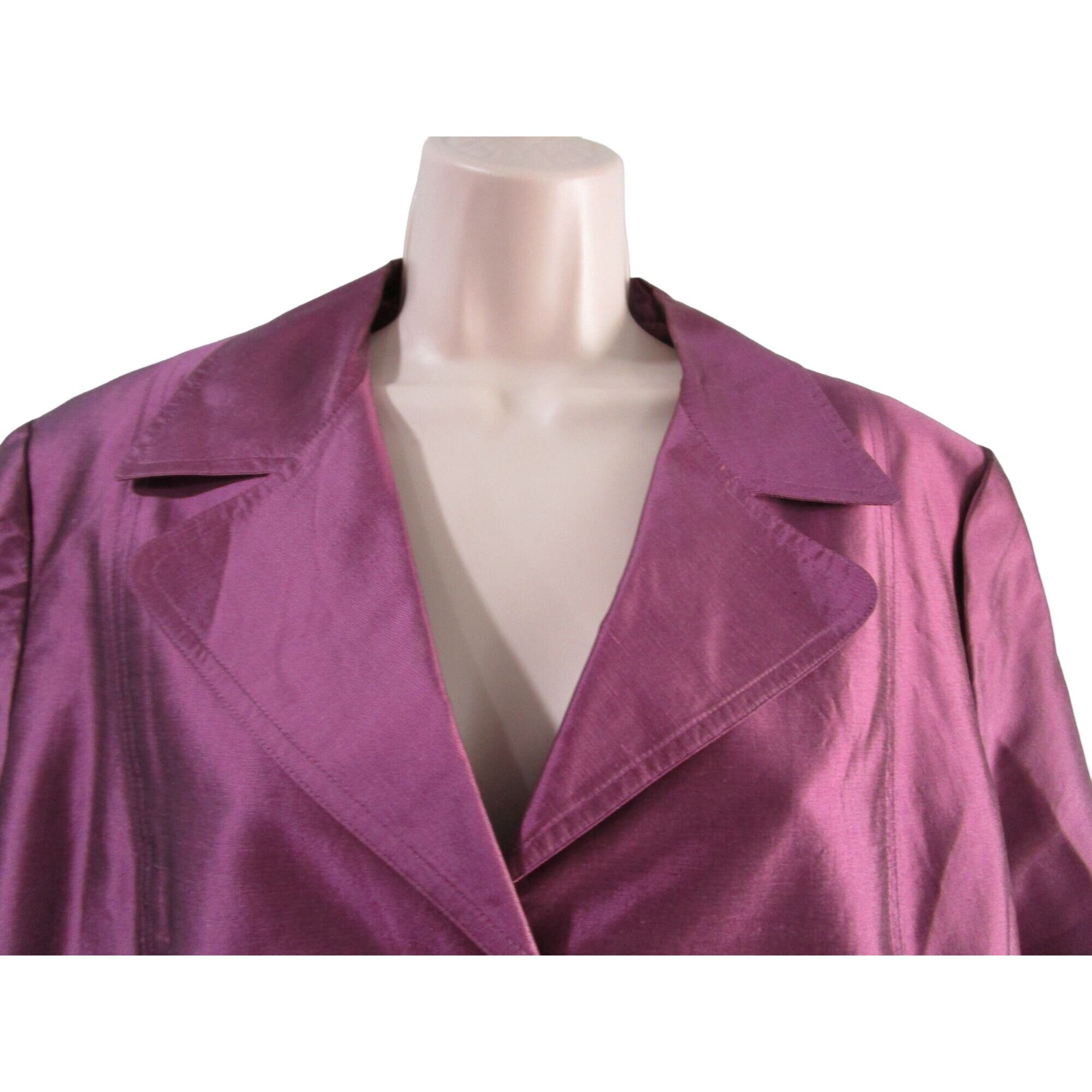 Mulberry Purple Silk Shantung Duster Coat Lined Three Button 16 Allison ...