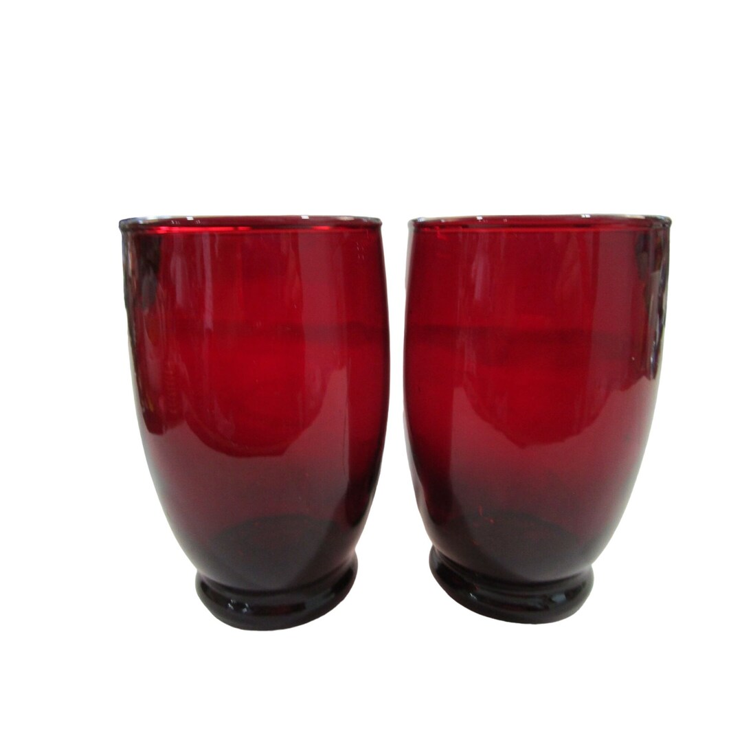 Baltic Anchor Hocking Ruby Red Footed Small Barrel Shaped Tumbler ...