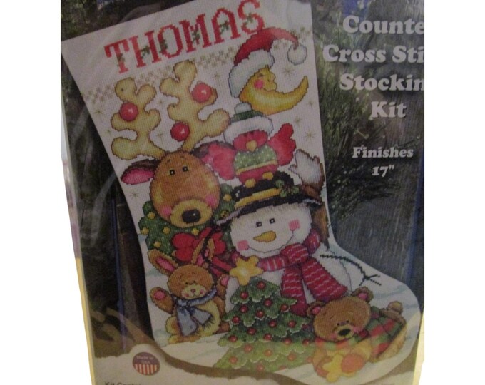 Christmas Stocking Cross Stitch Kit Making New Friends Snowman ...