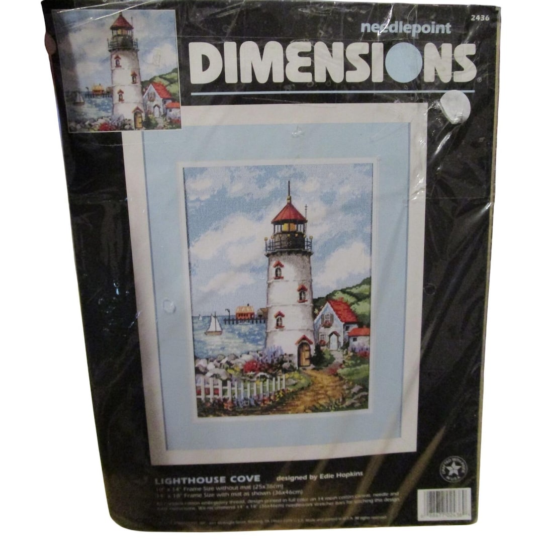 Dimensions Needlepoint Kit Lighthouse Cove Cotton Canvas Thread USA ...
