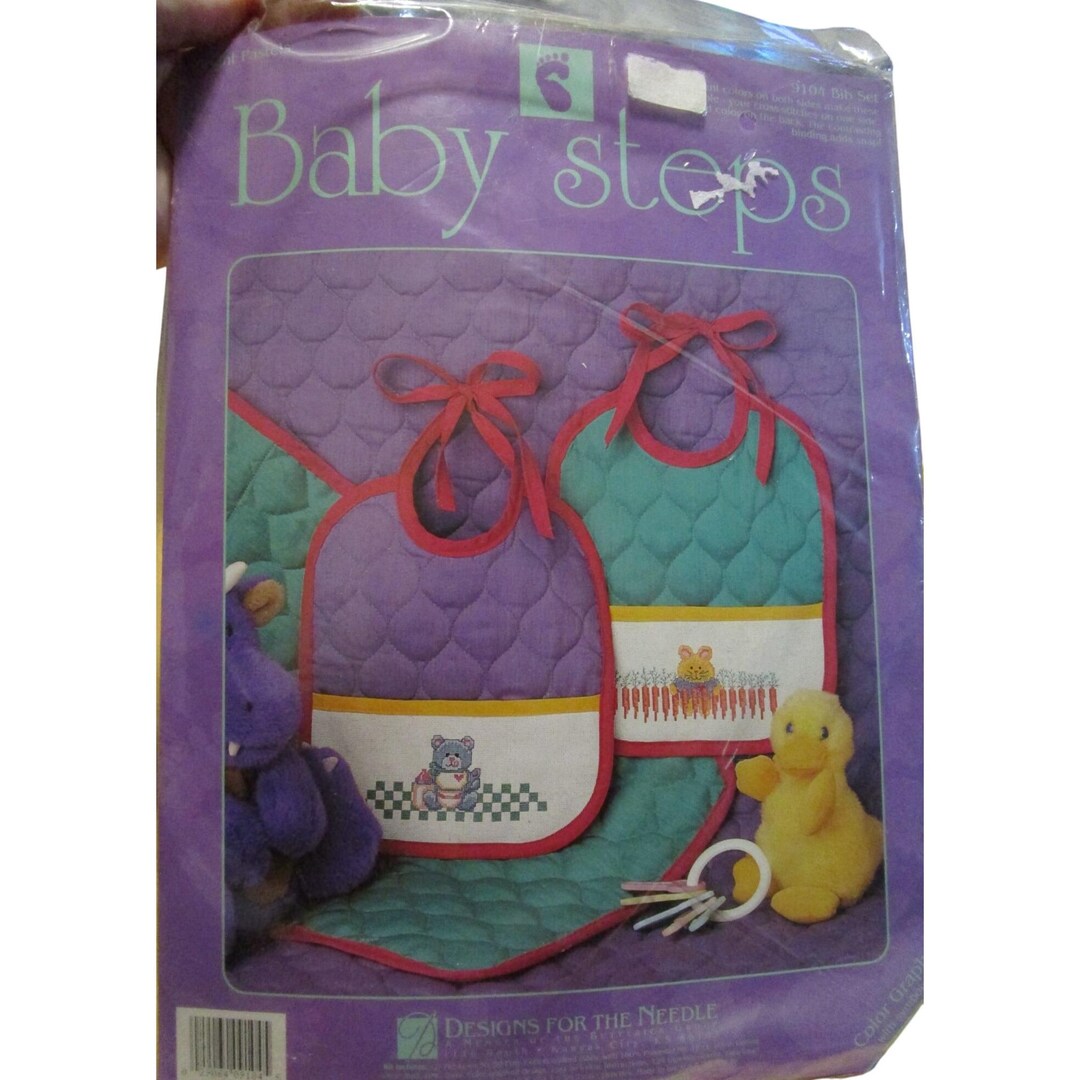 Baby Steps Cross Stitch Bib Kit by Designs for the Needle New Vintage ...