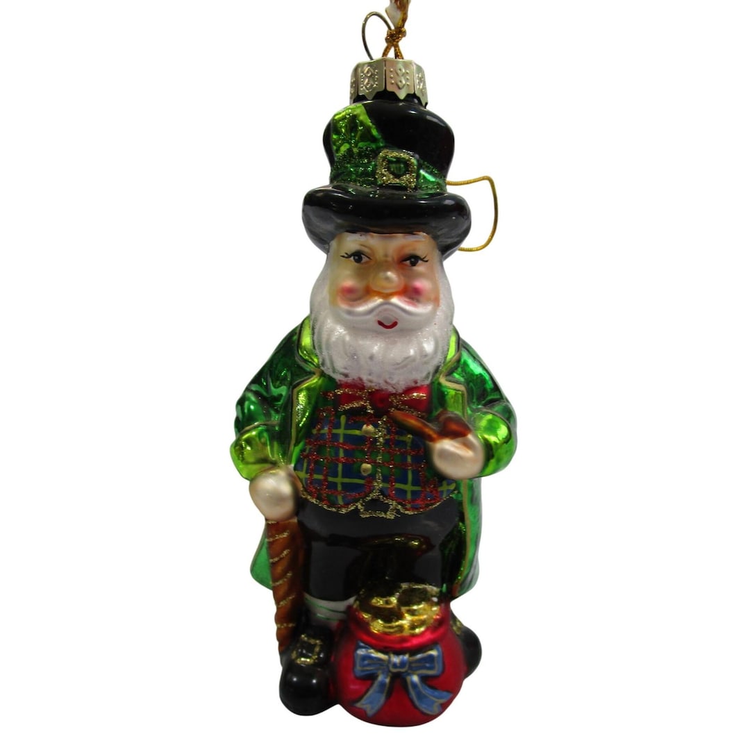 Vintage Irish Santa Claus Mercury Style Glass Christmas Ornament Paint ...