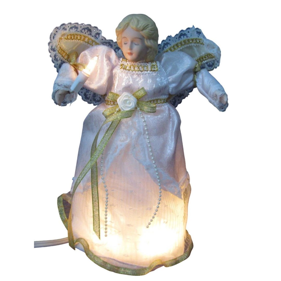 Vintage Porcelain Angel Tree Topper Light Motion Christmas Decoration ...