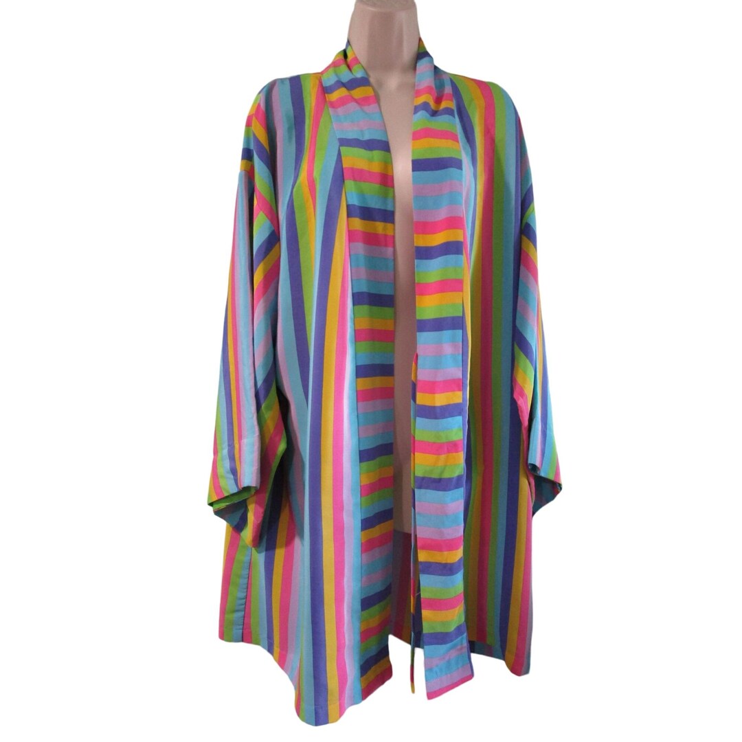 Vintage Victorias Secret Collection Rainbow Striped Robe Missing Tie ...