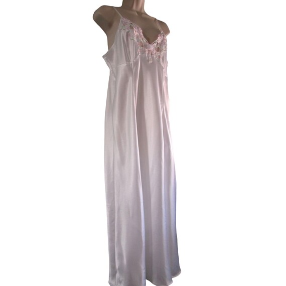 Intimo Amore Vintage White Satin Negligee Pink Floral… - Gem