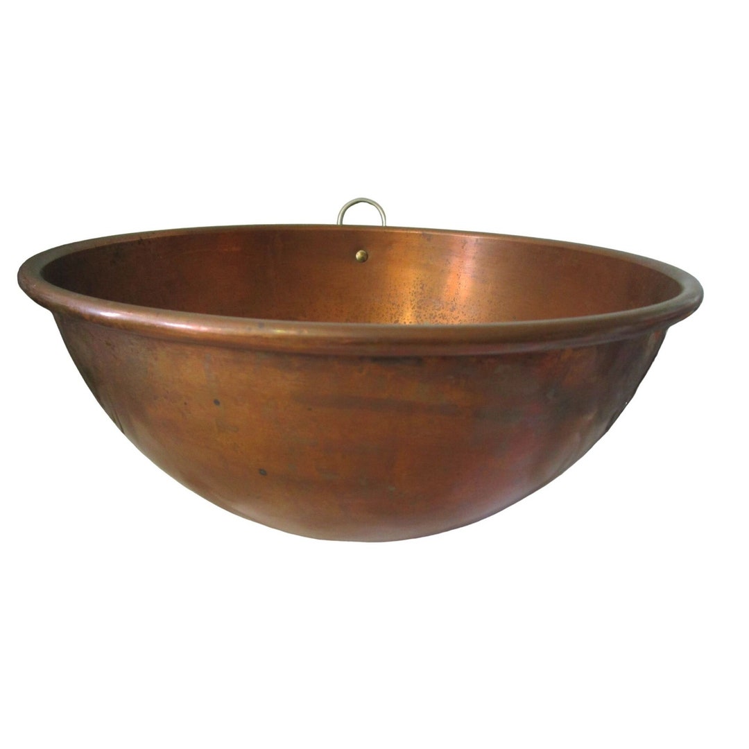 Copper Beating Egg White Bowl Large Steel Thumb Loop Used Vintage ...