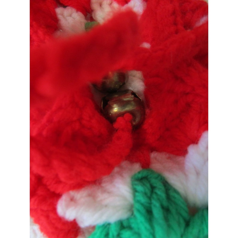 Granny Square Bootie Christmas Stocking Hand Crochet Brass Jingle Bells ...
