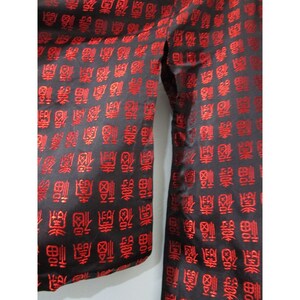 Kimono Style Robe Black Red Hanzi Funan Fu No Label Vintage EUC Sash ...