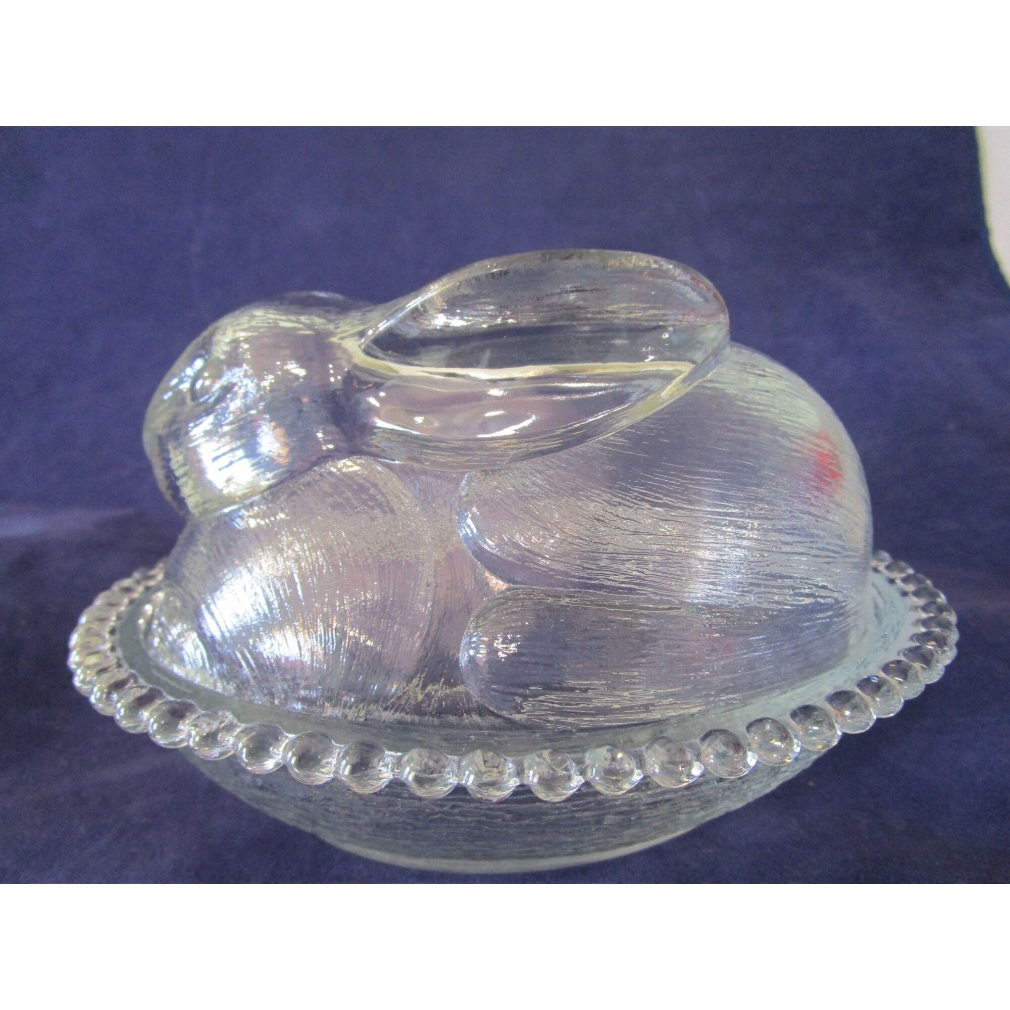 Bunny Rabbit on Nest Tiara Indiana Glass Clear Boopie Candlewick Style ...
