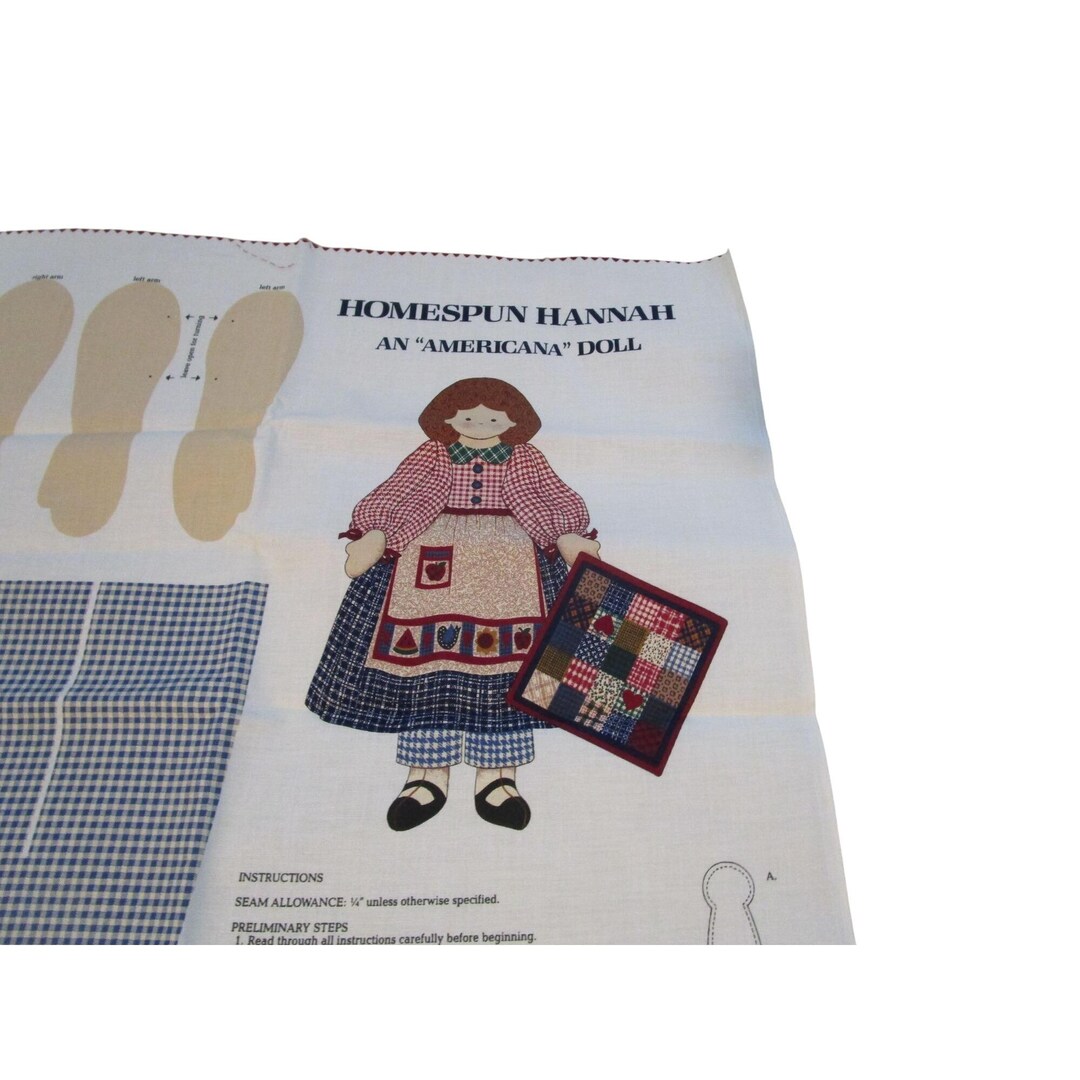Vintage Homespun Hannah Americana Doll Panel Sewing Kit VIP Cranston ...